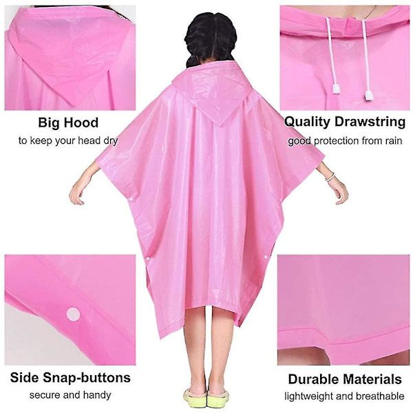 Regnponcho för barn, [2-pack] Eva Kids Regnjacka Återanvändbar ...