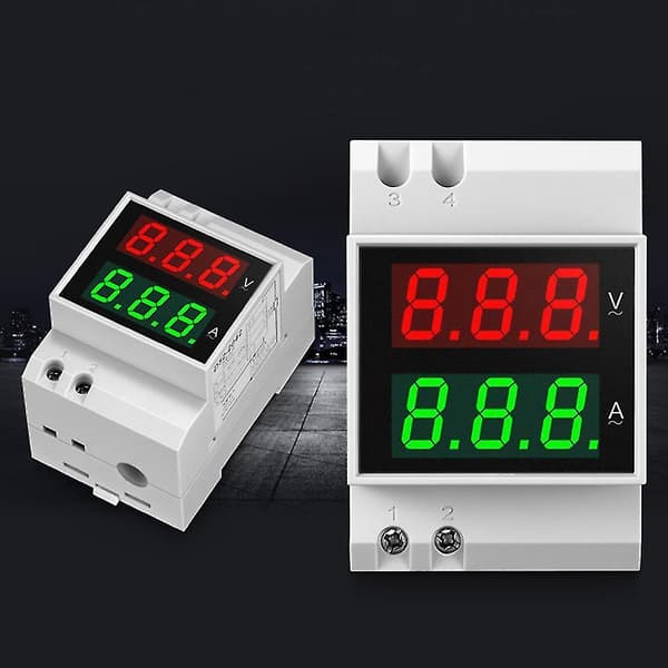 Digital Din-rail AC Spänning Ström Led Dual Display Panel Spänning Amp ...