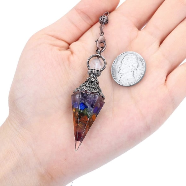 7 Chakra Dowsing Pendel Crystal Healing Hexagonal Ädelsten Kristaller Point Pendel för spådom ...