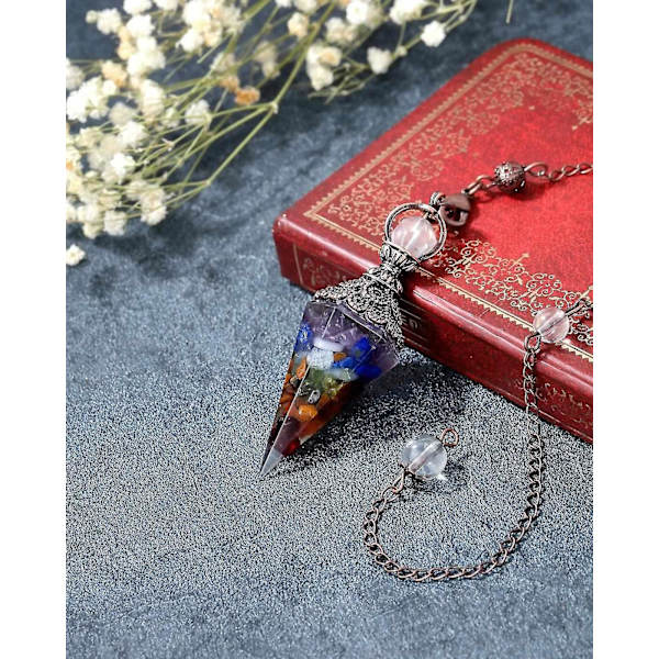 7 Chakra Dowsing Pendel Crystal Healing Hexagonal Ädelsten Kristaller Point Pendel för spådom ...