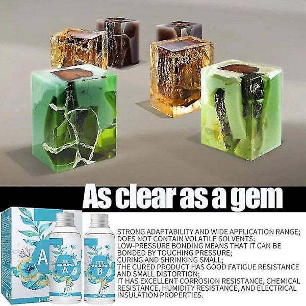 Crystal Epoxy Resin Kit AB Kristallklart lim Snabbtorkande hårt lim ...