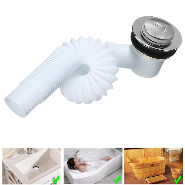 1 st Badkarssilen i Mässing för Badkar, Vit, Avlopp, Avloppsrör ...