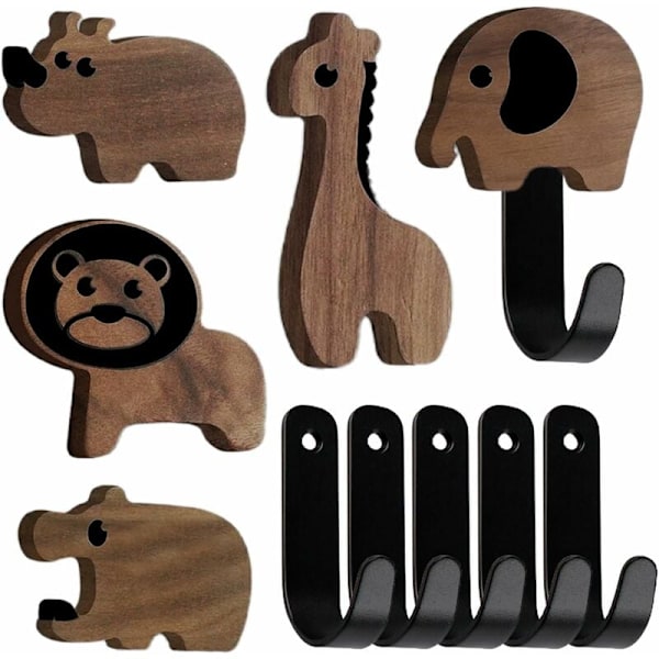 5-pack djurformade klädkrokar väggkrokar med skruvar breddade krokar ...