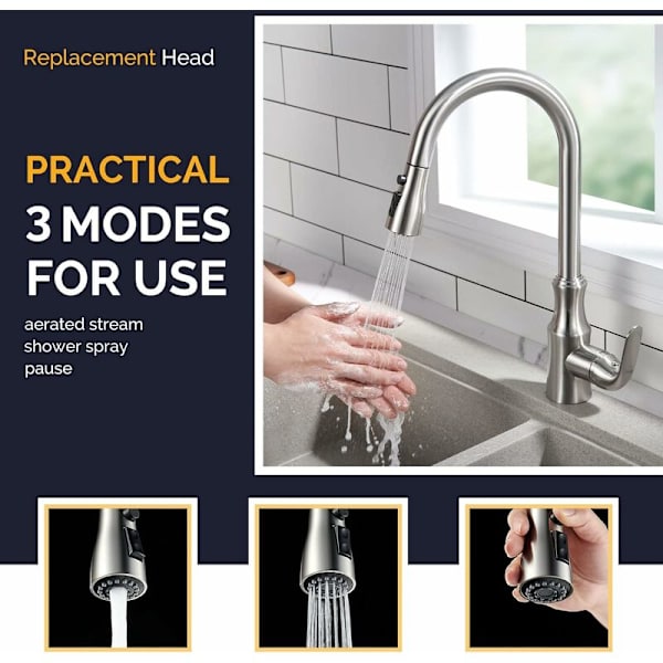 Keittiöhanan vaihto, yhden kulman keittiön pesualtaan hanan osat, ulos ...