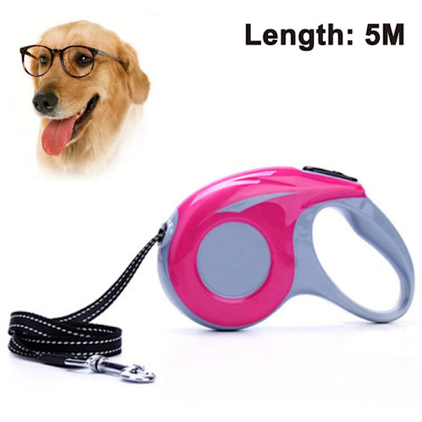 Indtrækkelig hundeline, 5 m, til små, mellemstore og store hunde, egnet ...