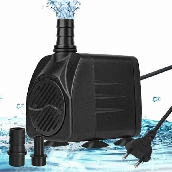Nedsänkbar vattenpump 750L/H 15W Ultratyst justerbar akvariepump med 4 ...