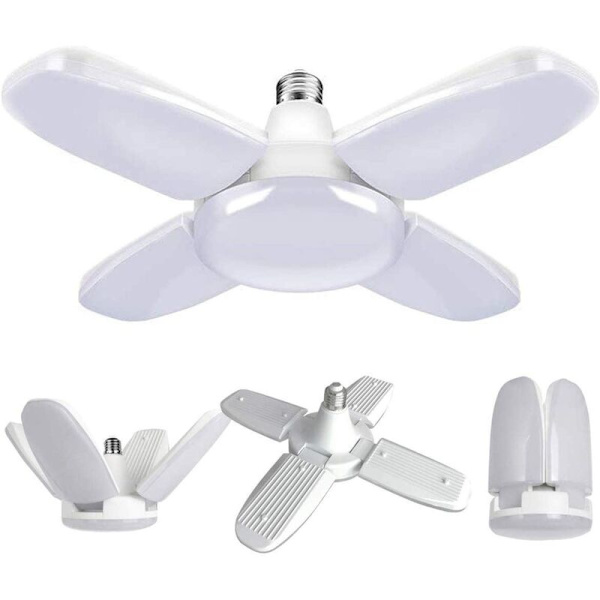 LED-garagelampa, 60 W justerbar 4-panel deformerbar verkstadslampa, LED ...