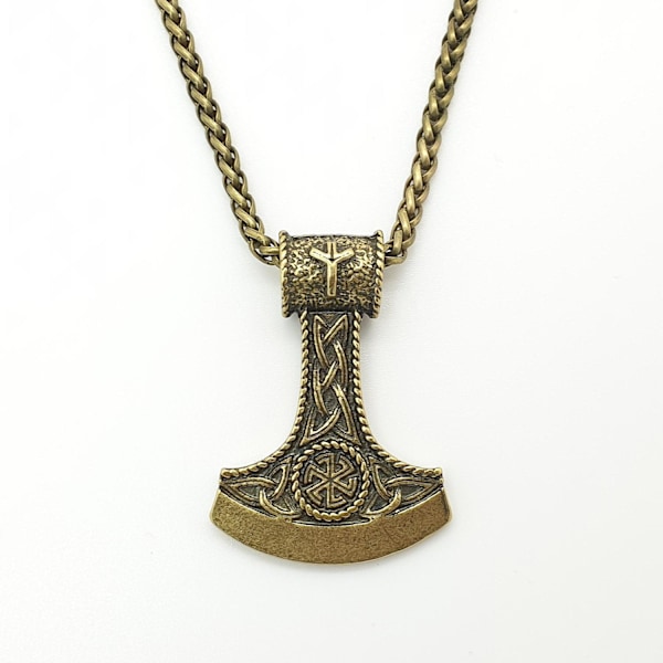 Axe viking Slavic Perun med Kolovrat Pendant rune ALGIZ Axe viking ...