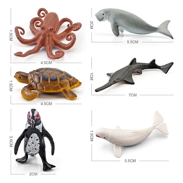 12 st Mini Sea Toys för Barn Plast Havsdjur Figurer | Fyndiq