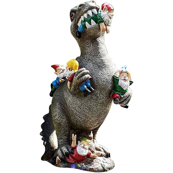 Dinosaurieätande tomte staty dinosaurie ätande dvärgar trädgårdstomte ...