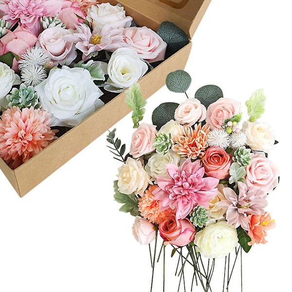 Konstgjorda blommor set, påskdekor falska blommor för DIY bröllop brudbukett, mittpunktsdekor ...