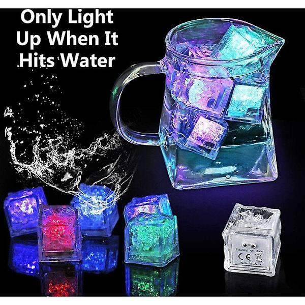 Led-upplysta isbitar Set med 12 färgglada fyrkanter för champagnetorn ...