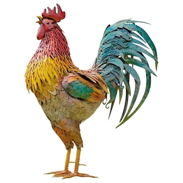 Metal Patriotisk Hane Terrassedesign Skulpturer Havegård Kylling Kunst ...