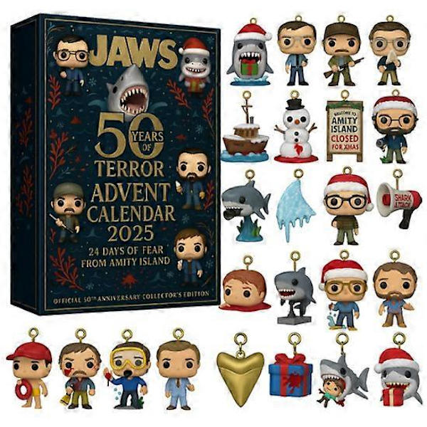 2025 Great White Shark 50-årsjubileum Adventsfestival Blind Box Julgran ...