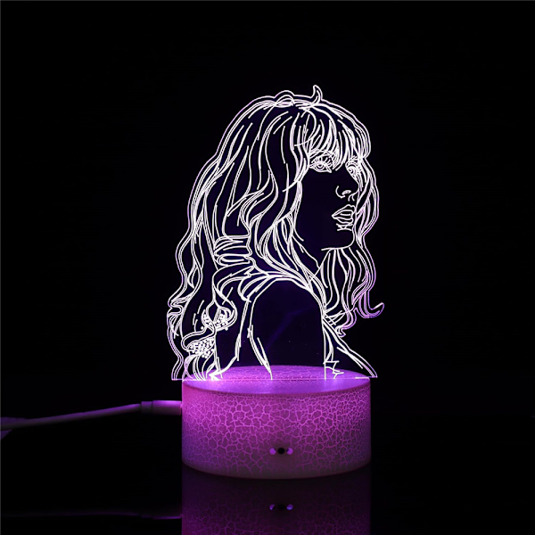 3D Taylor Swift LED Nattlampa 16 Färger Byt Skrivbords Sänglampa Touch ...