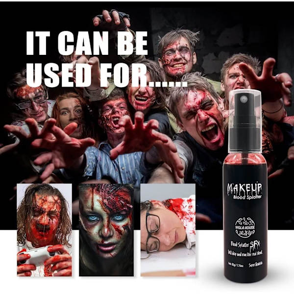 Blood Splatter Red Spray, Halloween Fake Blood Makeup, Fake Blood Spray ...