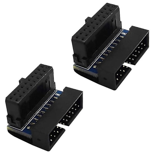 2 stk. USB 3.0 20-pin hann til hunn L-sving 90 graders rettvinklet ...