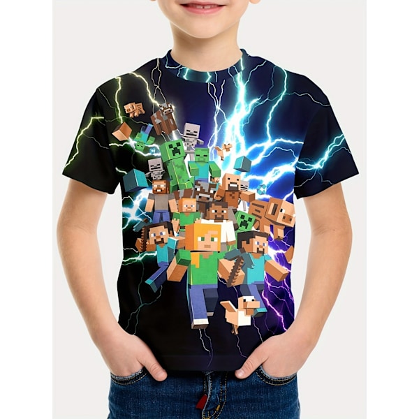 Minecraft T-paita pojille ja tytöille, söpö kuviointi, sarjakuvaprintti ...