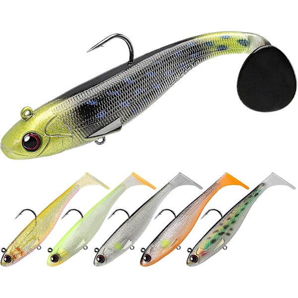 Dww-Bionic bete (12cm), mjukt bete för karp, gädda, öring, abborre, supervassa krokar för ...