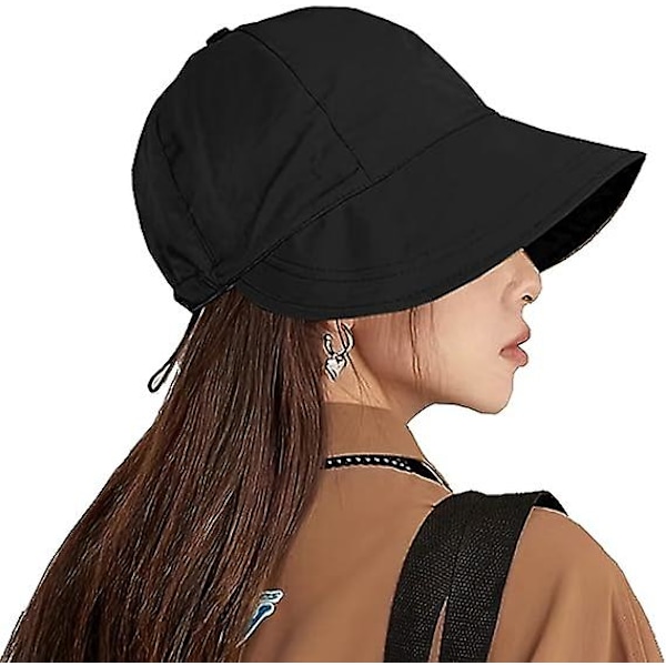 Svart spetsig solhatt för kvinnor, 56-58 cm, snabbtorkande enfärgad ...