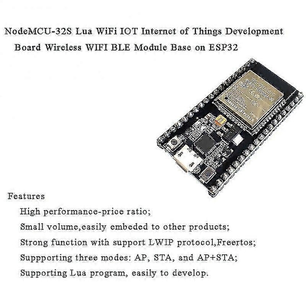 Langaton Nodemcu-32s Lua Wifi Iot -kehityskortti Esp32s Esp32-wroom-32 Kaksiytiminen langaton ...