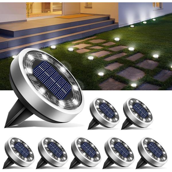 8-pack Solcellslampor för marken, 8 LED Utomhus Trädgård ...