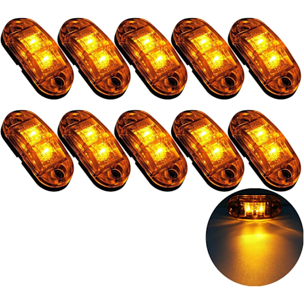 10X 2 LED Sidomarkeringsljus 12/24V LED Positionsljus Släpvagn Sidolampa Varningsljus Gult Ljus ...