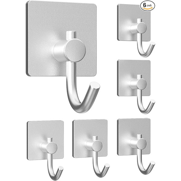 Silver självhäftande krokar, Heavy Duty Stick på vägg och dörrkrokar ...