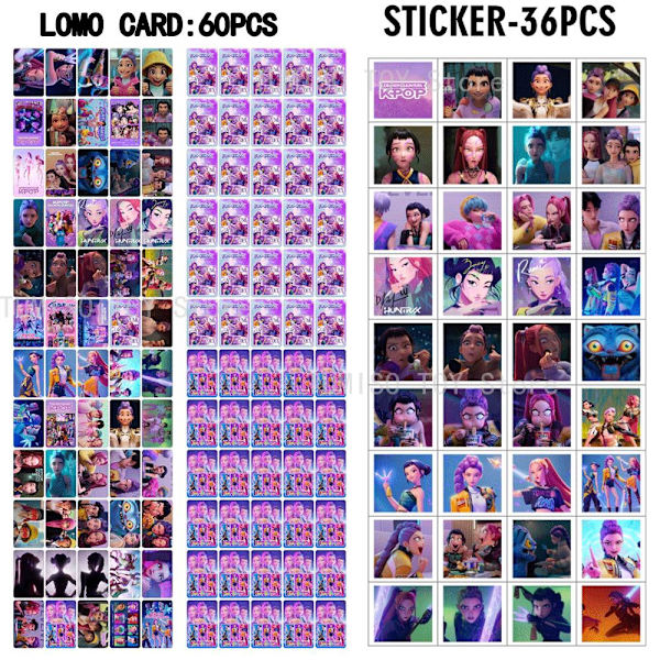 96 st K-POP Demon Hunters Anime Sajaboys LOMO Kort och Klistermärken ...