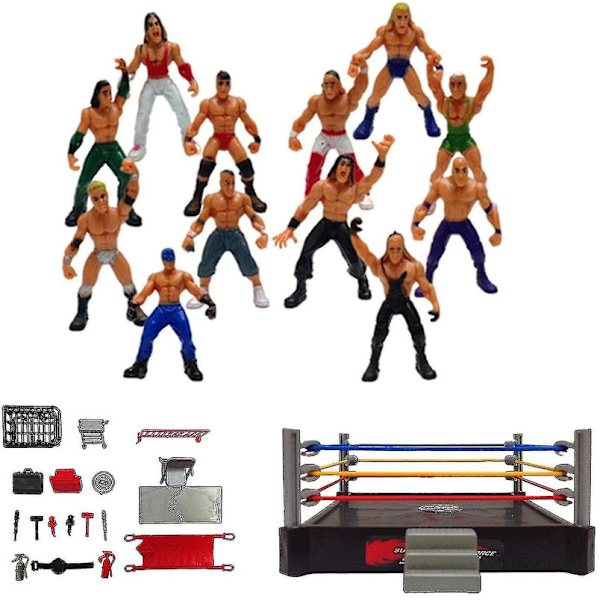 WWE Mini Wrestling Figur Sæt, Bryderkrigere Legetøj Med Firkantet Ring ...
