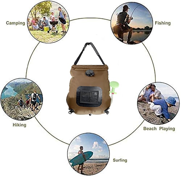 Utomhus solar duschväska kamouflage 20L camping badkar PVC brown ...