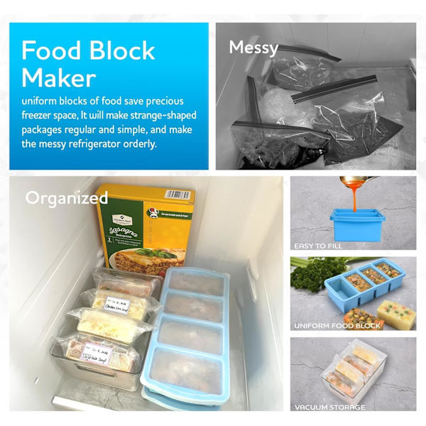 2-pack silikonform för frys med lock - Behållare för frysning av soppa ...