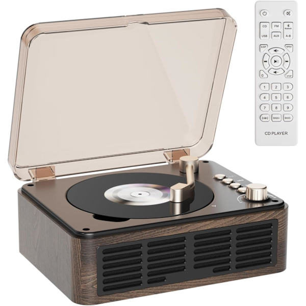 Bluetooth CD-spelare med högtalare och FM-radio Vintage CD-spelare Stöd ...