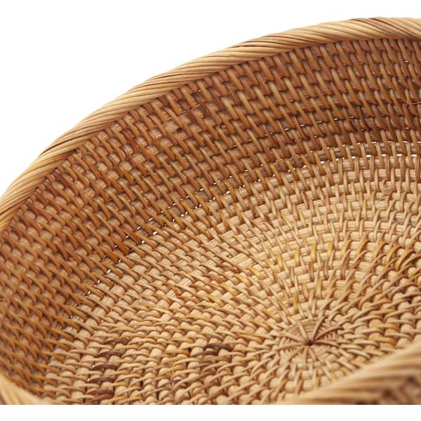 Rund Förvaringskorg i Rotting, Fruktkorg i Flätverk, Naturlig Vävd Organizer för Kök/Matsal ...