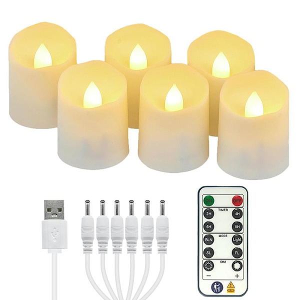 Uppladdningsbara LED-ljus, 6-pack flamlösa ljus med fjärrkontroll ...