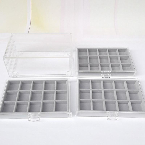 Tre-ritad Multi-ram Akryl Flanell Förvaringslåda Smycken Halsband ...