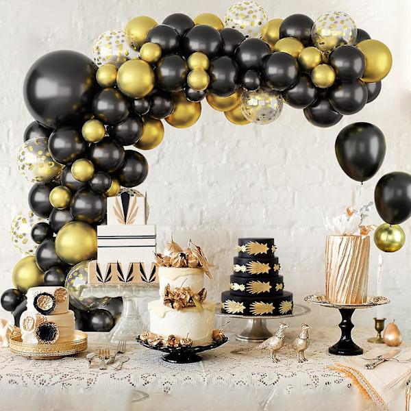 Black Gold Balloon Garland Arch Kit - Metallisk konfetti för olika ...