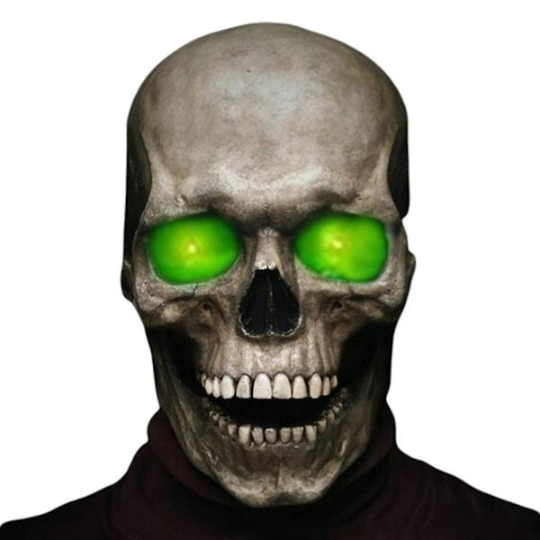 Skräck Skull Cosplay Helhuvudmask Halloweenfest Glödande rörlig käke ...