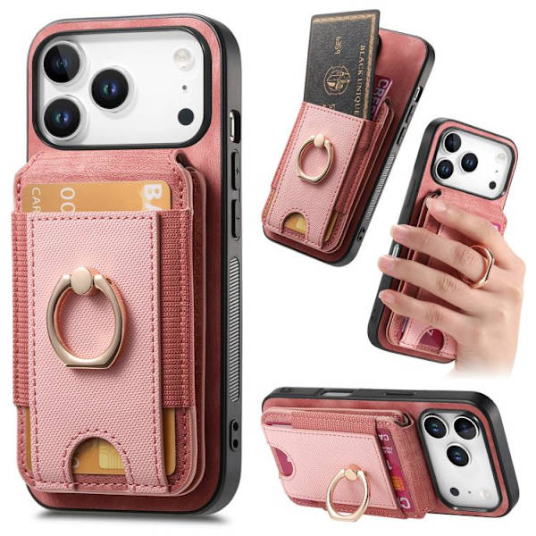 iPhone 17 Pro Skal läderfodral med retro delbart magnetiskt ställ och ...