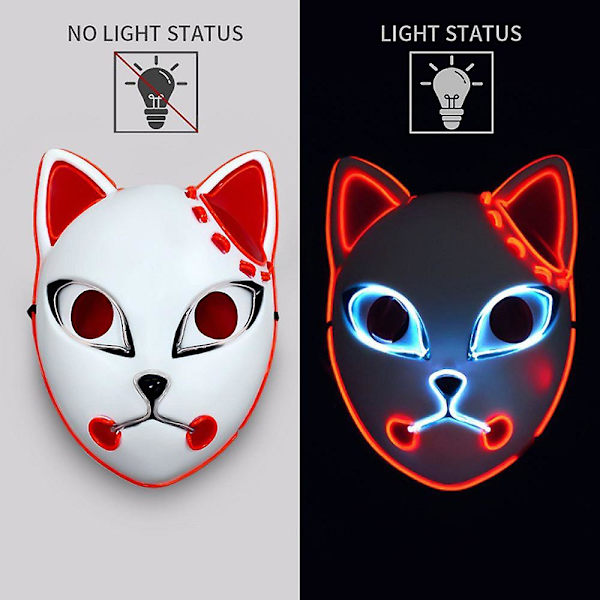 Demon Slayer Sabito Led Mask Japansk Anime Räv Ansikte Glödande Full ...