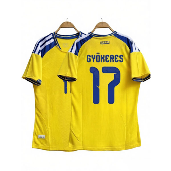 Sverige Fotbollströja 2026 Hem – VM Fotbollströja Supporterversion ...