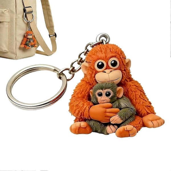 Protect Punch The Monkey Keychain, 3D Backpack Handbag Hanging Keychain ...