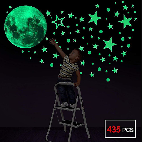 Lysende Klistremerker Veggdekor, 435 stk Lysende Stjerner Prikker Og ...
