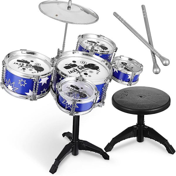 Trumset för barn Jazz trumset för småbarn Trumset med pall Slagverk ...