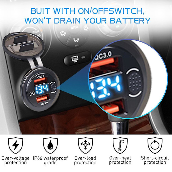 12-24V Universaali Dual USB 4.2A Auton, Moottoripyörän ja Veneen ...