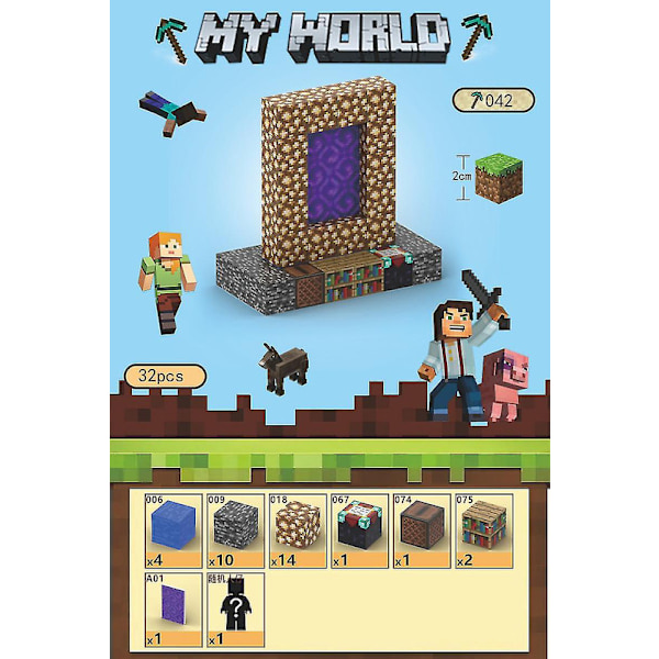 32 stk T042 Heaven Portal Minecraft Magnetisk Byggekloss Stackable ...