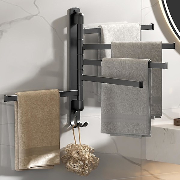 Kääntyvä pyyheteline 5 vartta, seinään kiinnitettävä pyyheteline ...