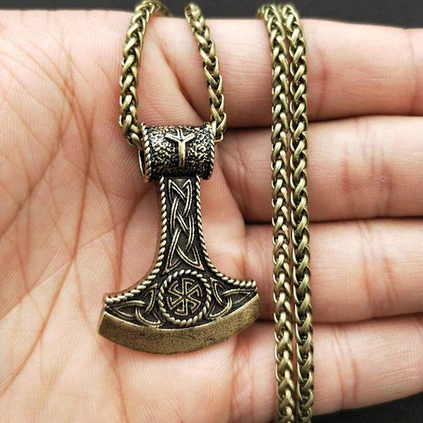 Axe viking Slavic Perun med Kolovrat Pendant rune ALGIZ Axe viking ...