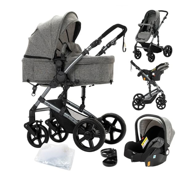 Barnvagn 3-i-1 All grey | Fyndiq