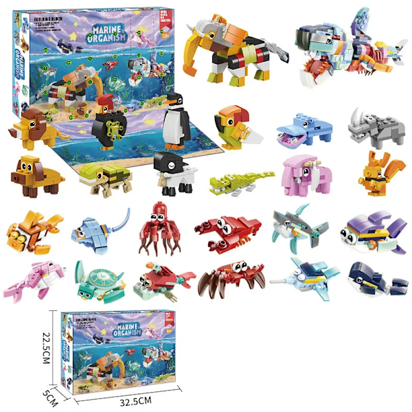 Jul Advent Kalender Byggklossar Låda Djur Insekter Gör-det-själv ...